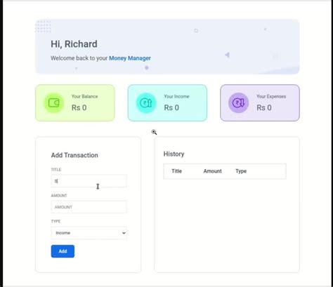 Html Css Js Jquery Reactjs Nodejs Design Moneymanager Income Poorvaja Vijayan