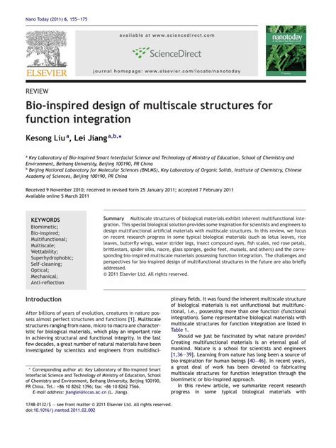 Pdf Bio Inspired Design Of Multiscale Structures For Function
