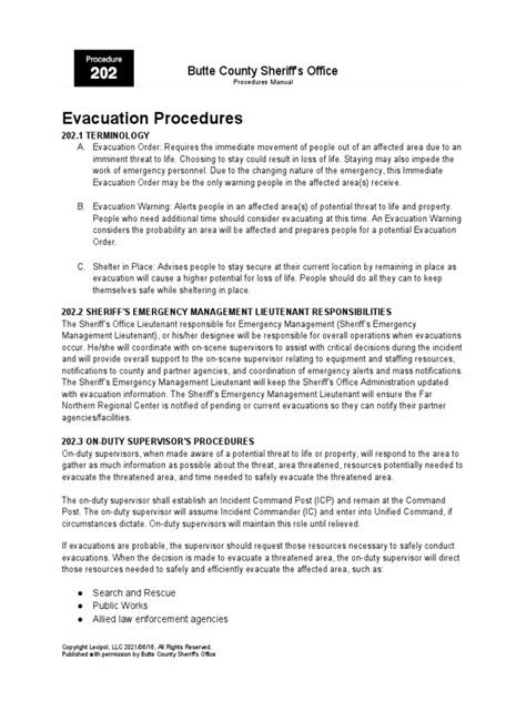 Butte County Sheriffs Office Evacuation Procedures 3 Pdf Incident Command System Emergency