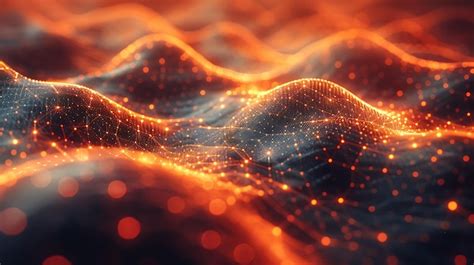 Stunning Digital Landscape Of Interconnected Data Points And Waves