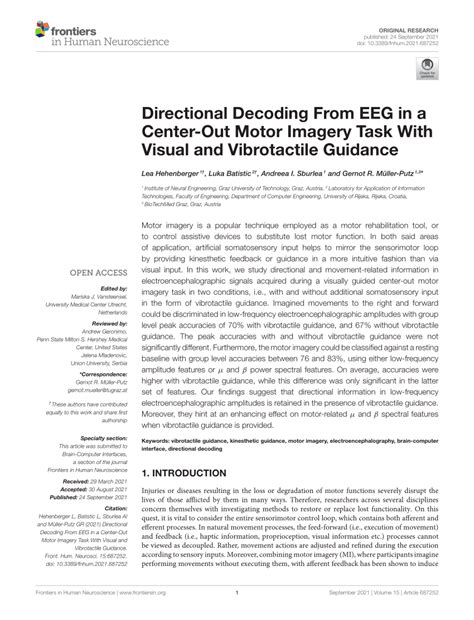 Pdf Directional Decoding From Eeg In A Center Out Motor Imagery Task With Visual And