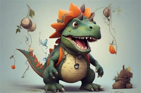 Premium Ai Image A Quirky Lovable Dinosaur With A Quirky Unique Design And A Quirky