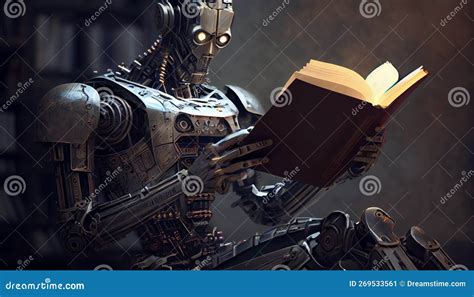 Robot Humanoid Reading Book Generative Ai Stock Illustration Illustration Of Read Android