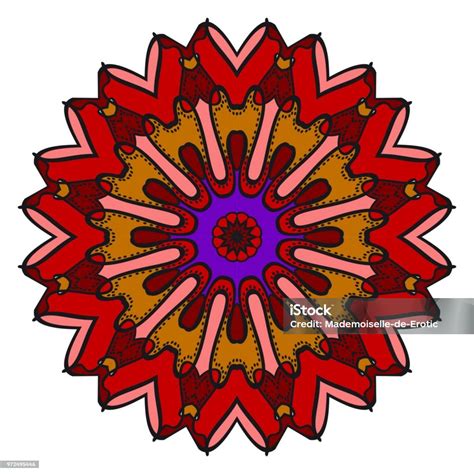 손그리기 만다라와 꽃 형상 패턴입니다 벡터 일러스트입니다 직물 섬유 두건 Scarg 인쇄에 대 한 0명에 대한 스톡 벡터 아트 및 기타 이미지 Istock