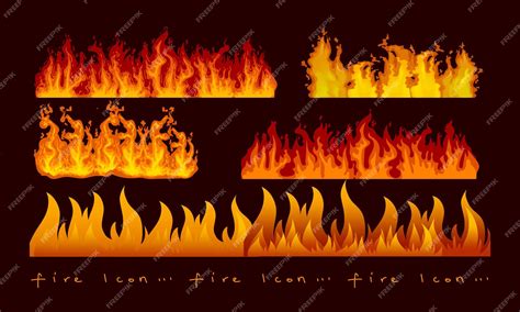 Premium Vector Set Of Fire Border Fire Flames Blaze Icon Sign And