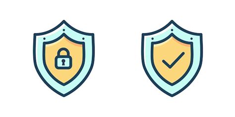 Premium Vector Shield Set Icon With Padlock And Check Mark Protection Security Password
