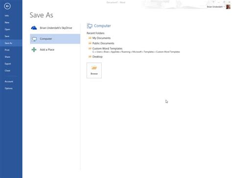 How To Save A Document The First Time In Word 2013 Dummies