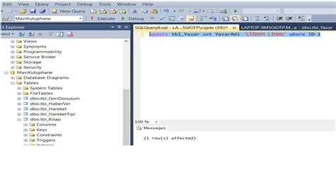 Sql server örnek komutları