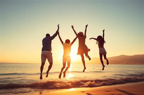 Familia Feliz En Una Playa Durante Las Vacaciones De Verano Foto Premium