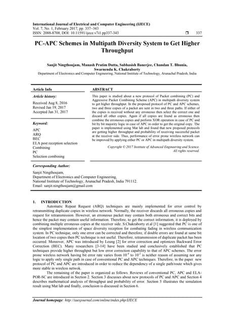 Pc Apc Schemes In Multipath Diversity System To Get Higher Throughput Pdf