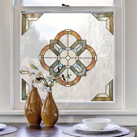 Artscape 12 In X 12 In Newport Amber Medallion Decorative Window Film