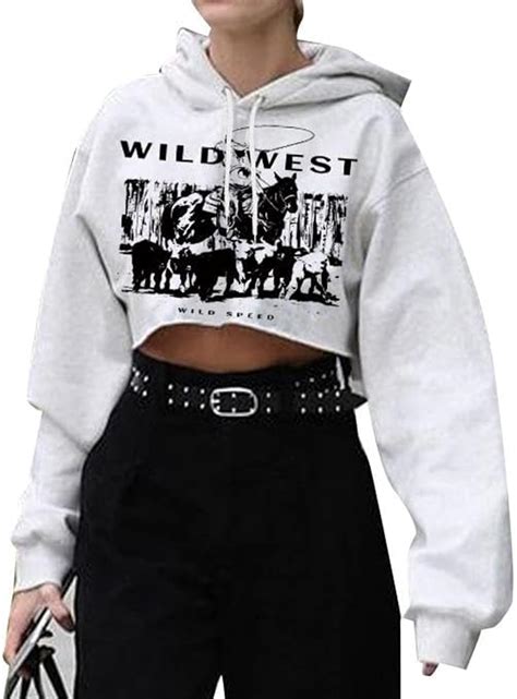 Remidoo Womens Hoodie Fleece Long Sleeve Crop Top Sweatshirt Casual Graphic Pullover At Amazon