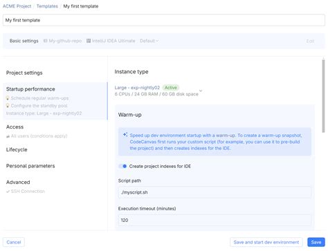 Create Dev Environment Template Jetbrains Codecanvas Documentation