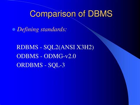 PPT Object Relational Database Comparison PowerPoint Presentation