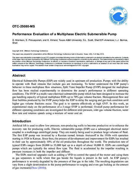 Pdf Performance Evaluation Of A Multiphase Electric Submersible Pump