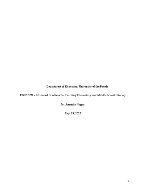 Educ5271 Week 2 Written Assignment Unit 2 Pdf Literacy