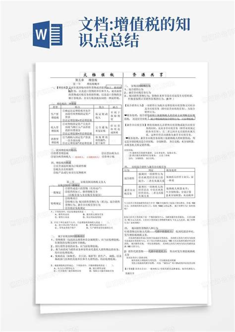 文档增值税的知识点总结word模板下载编号ljnyymbd熊猫办公