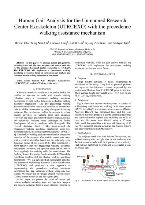 Pdf Human Gait Analysis For The Unmanned Research Center Exoskeleton Utrcexo With The