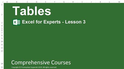 Tables Excel For Experts Lesson 3 Youtube