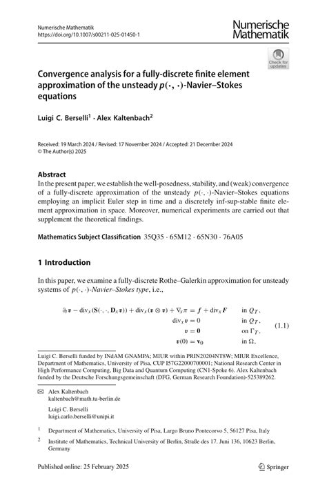 Pdf Convergence Analysis For A Fully Discrete Finite Element