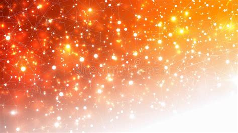 Abstract Orange Network With Glowing Nodes And Connections Stock