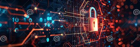 An Abstract Depiction Of Cybersecurity Elements Including Digital Locks Shields And Network