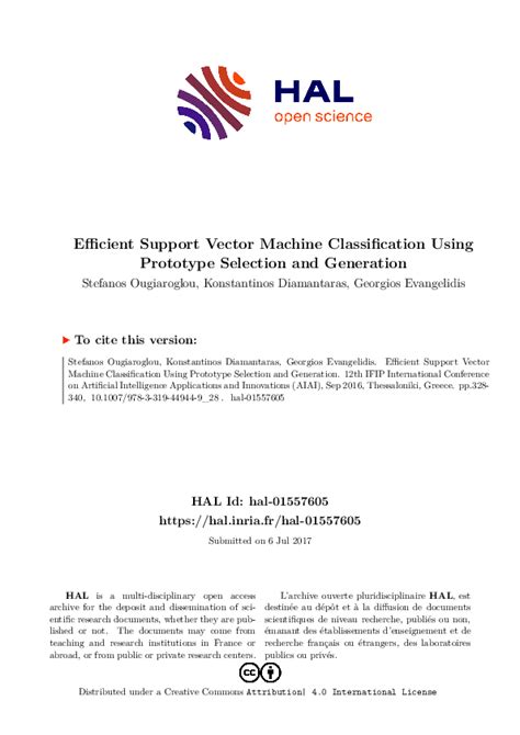 Pdf Efficient Support Vector Machine Classification Using Prototype