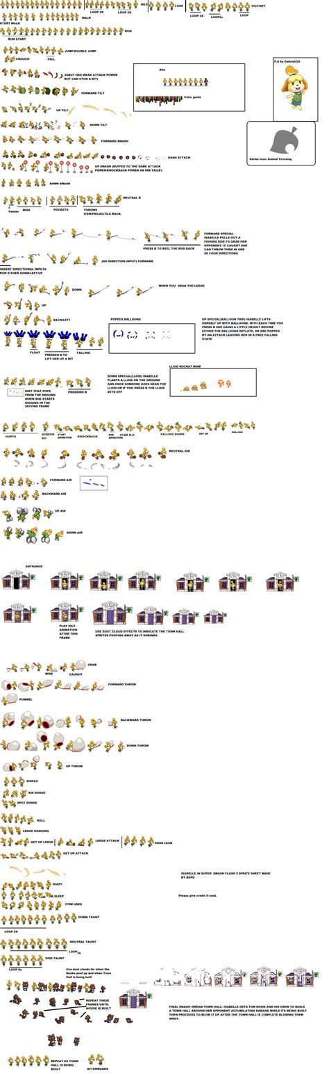 Isabelle Ssf2 Sprite Sheet By Theredthunderx On Deviantart