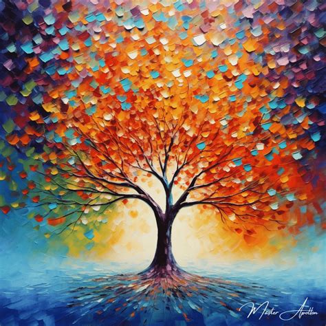 Abstract Tree Tableau 4 Seasons Museum Quality Oil Painting Reproductions