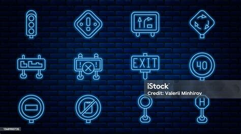 삼각형 아이콘에 설정 라인 병원 도로 교통 속도 제한 도로 표지판 장벽 신호등 화재 출구 및 느낌표 벡터 간판에 대한 스톡 벡터 아트 및 기타 이미지 Istock