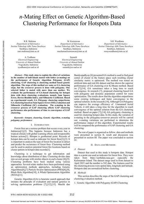 Pdf N Mating Effect On Genetic Algorithm Based Clustering Performance For Hotspots Data