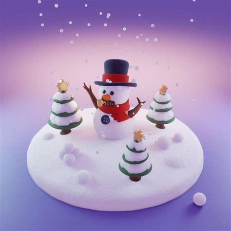 Dancing Snowman And Trees With Lattice Animations