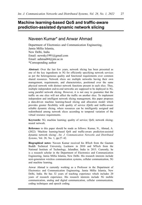Pdf Machine Learning Based Qos And Traffic Aware Prediction Assisted Dynamic Network Slicing