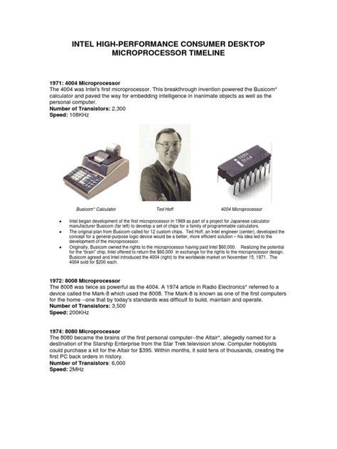 Microprocessor Timeline Pdf Central Processing Unit Microprocessor