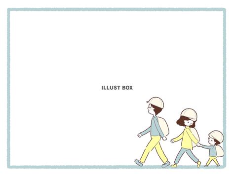 無料イラスト 避難する家族のフレームイラスト