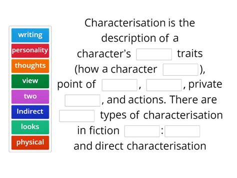 Characterisation Complete The Sentence
