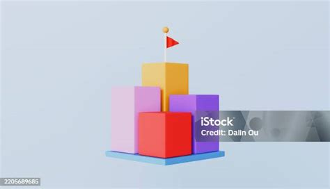 깃발 급증하는 재정 및 재고가있는 막대 그래프 데이터 분석 아이콘 마케팅 전략 3d 일러스트 레이 션 3차원 형태에 대한 스톡