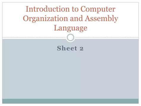 Ppt Computer Organization And Assembly Language Overview Powerpoint