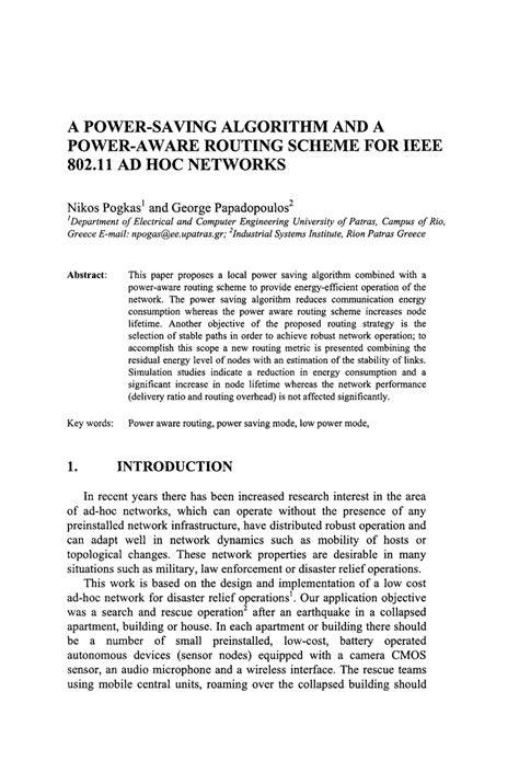 Pdf A Power Saving Algorithm And A Power Aware Routing Scheme For Ieee 80211 Ad Hoc Networks