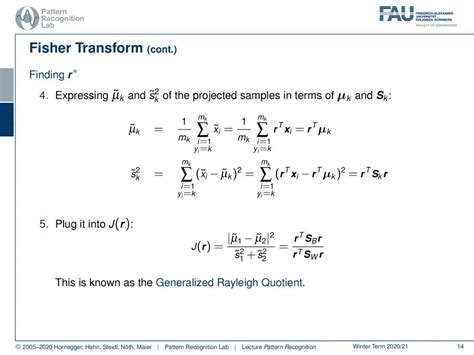 lecture notes in pattern recognition episode 14 lda original formulation pattern