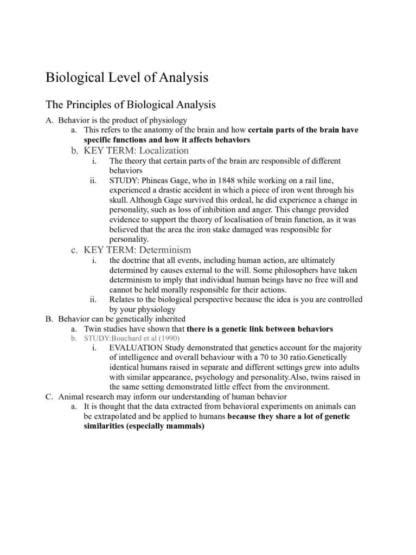IB Psychology SL HL Part I Compulsory Core Semester 1 Notes StudyLast