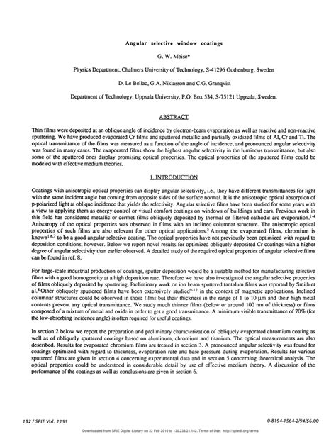 Pdf Angular Selective Window Coatings