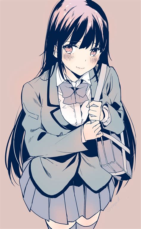 Safebooru 1girl Bag Bangs Black Hair Blazer Blue Bow Blue Legwear Blue Neckwear Blue Skirt