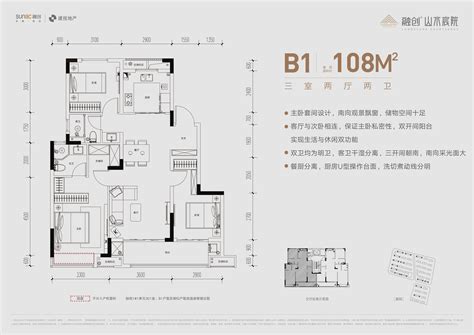 融创山水宸院融院 B1户型图蚌埠融创山水宸院3室2厅2卫、1080平方米户型图 吉屋网