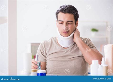 The Man With Neck Brace After Whiplash Injury Stock Image Image Of
