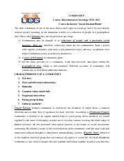 Chapter Cummunity Pdf Community Course Introduction To Sociology Soc Course Instructor