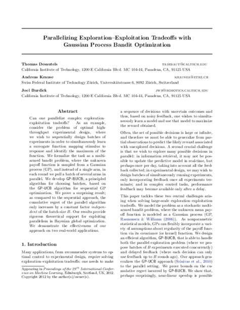 Pdf Parallelizing Exploration Exploitation Tradeoffs With Gaussian