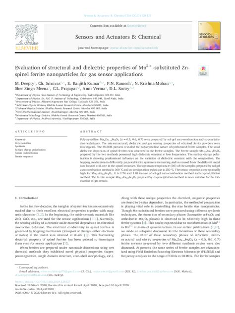 Pdf Evaluation Of Structural And Dielectric Properties Of Mn 2 Substituted Zn Spinel
