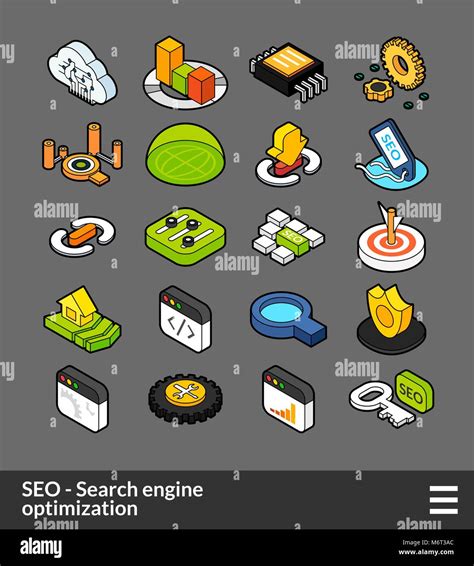 Isometric Outline Color Icons Set Stock Vector Image And Art Alamy