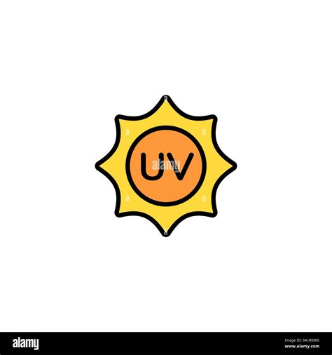 Bright Sun With Uv Symbol Representing Ultraviolet Light And Its